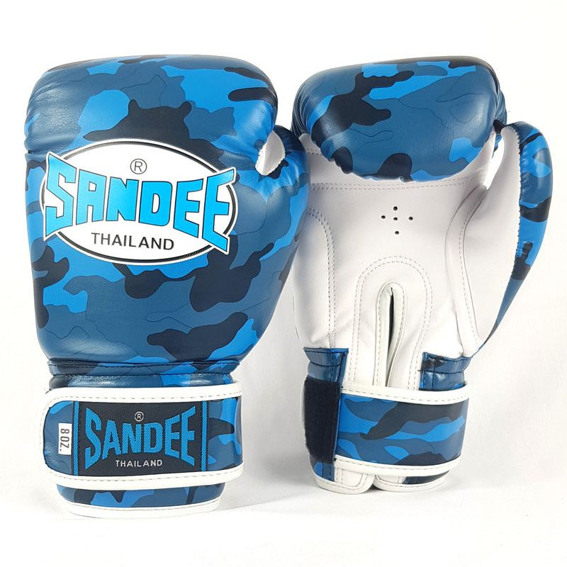 Kids Velcro Camo Boxing Gloves - Blue & White – Sandee Boxing