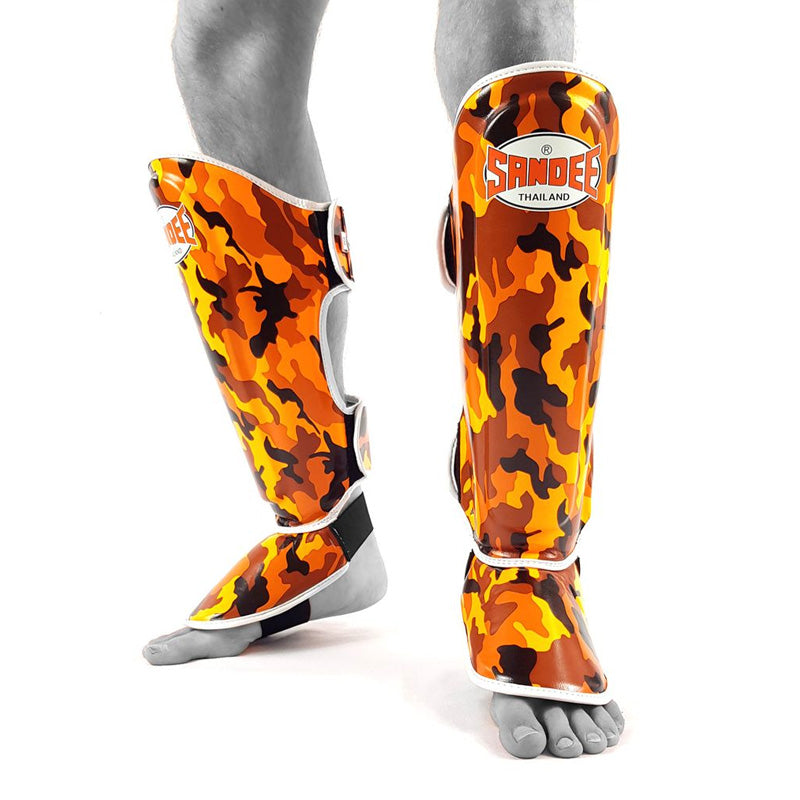 Kids Camo Boot Shinguards - Orange & White – Sandee Boxing